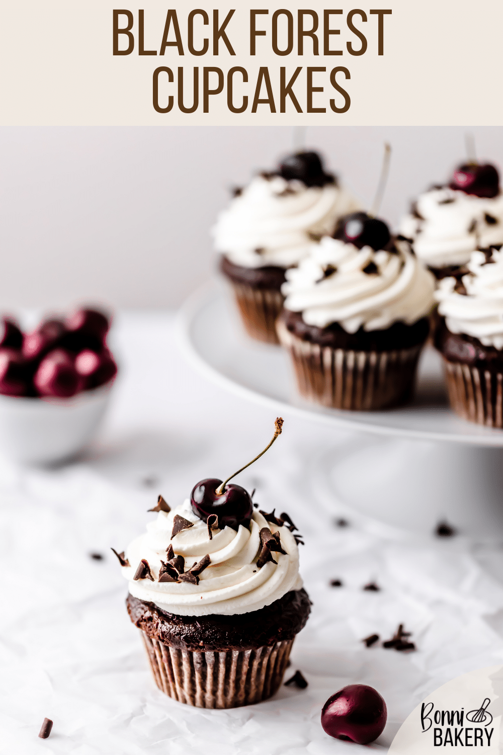 Black Forest Cupcakes with Cherry Filling | Bonni Bakery