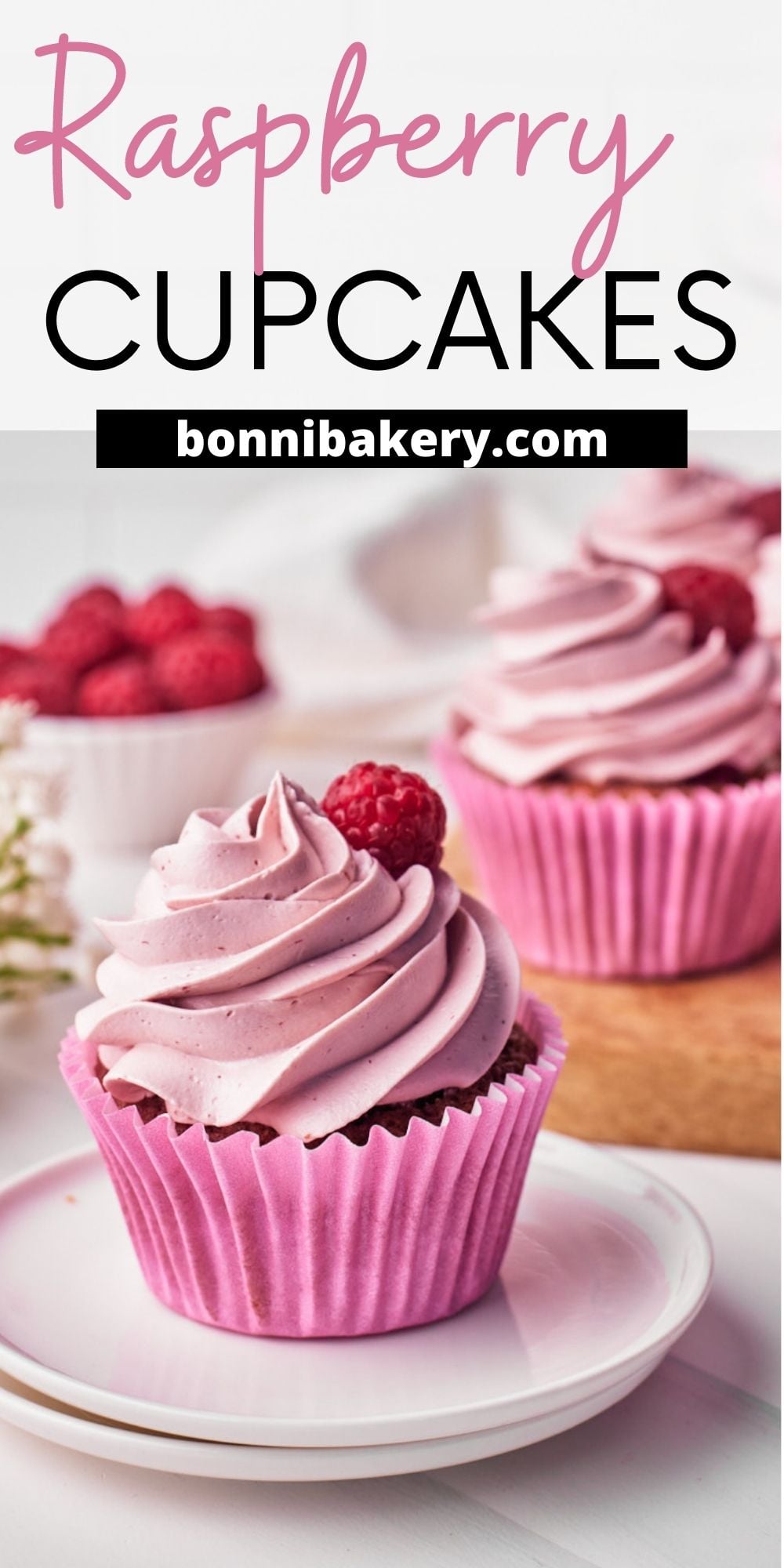 Raspberry Cupcakes with Raspberry Filling and Russian Buttercream