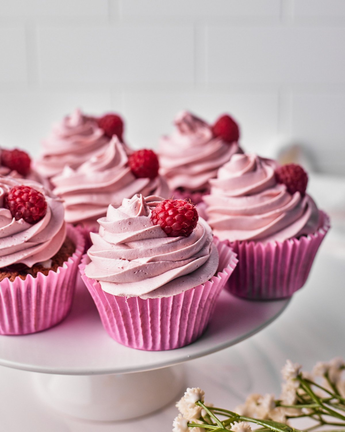 Raspberry Cupcakes with Raspberry Filling and Russian Buttercream